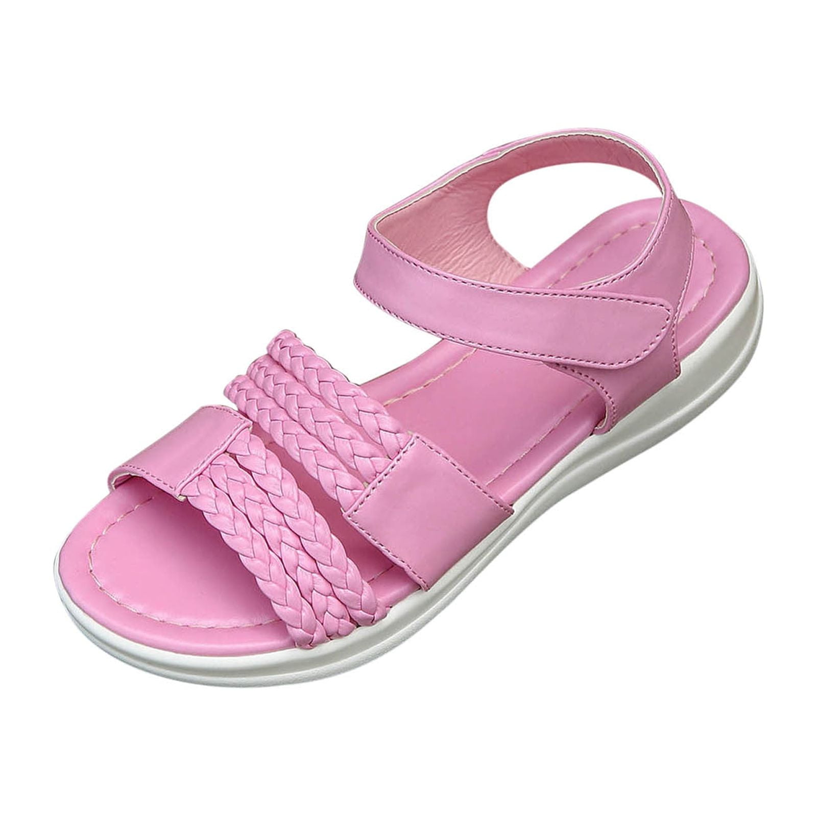 Gmwm Wide Width Sandals For Women Bequem Open Toe Velcro Woven Strap With Thick Heel Roman