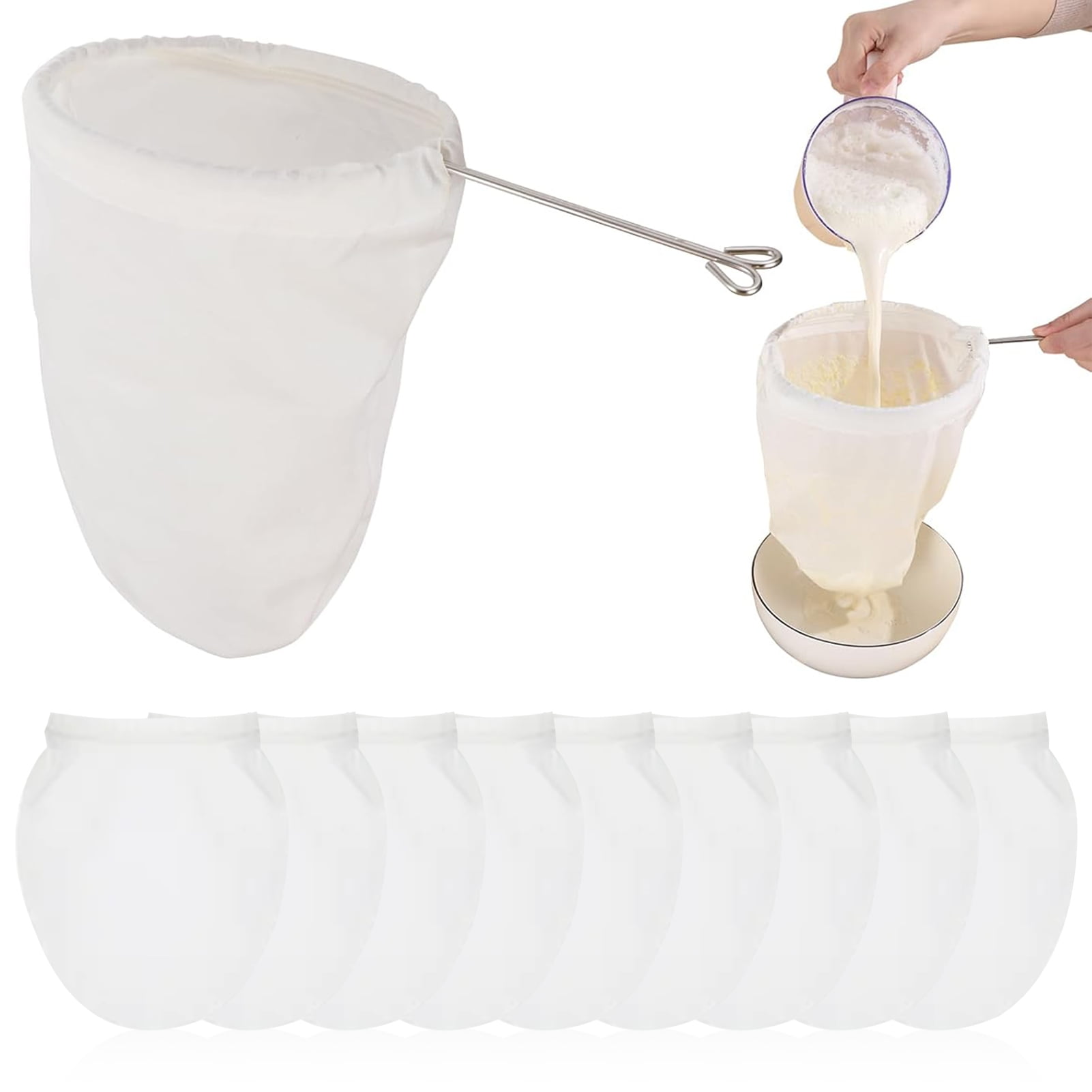 GMZW 10 Pcs Ultra Fine Mesh Strainer Bags, Reusable Mesh Filter Bags ...