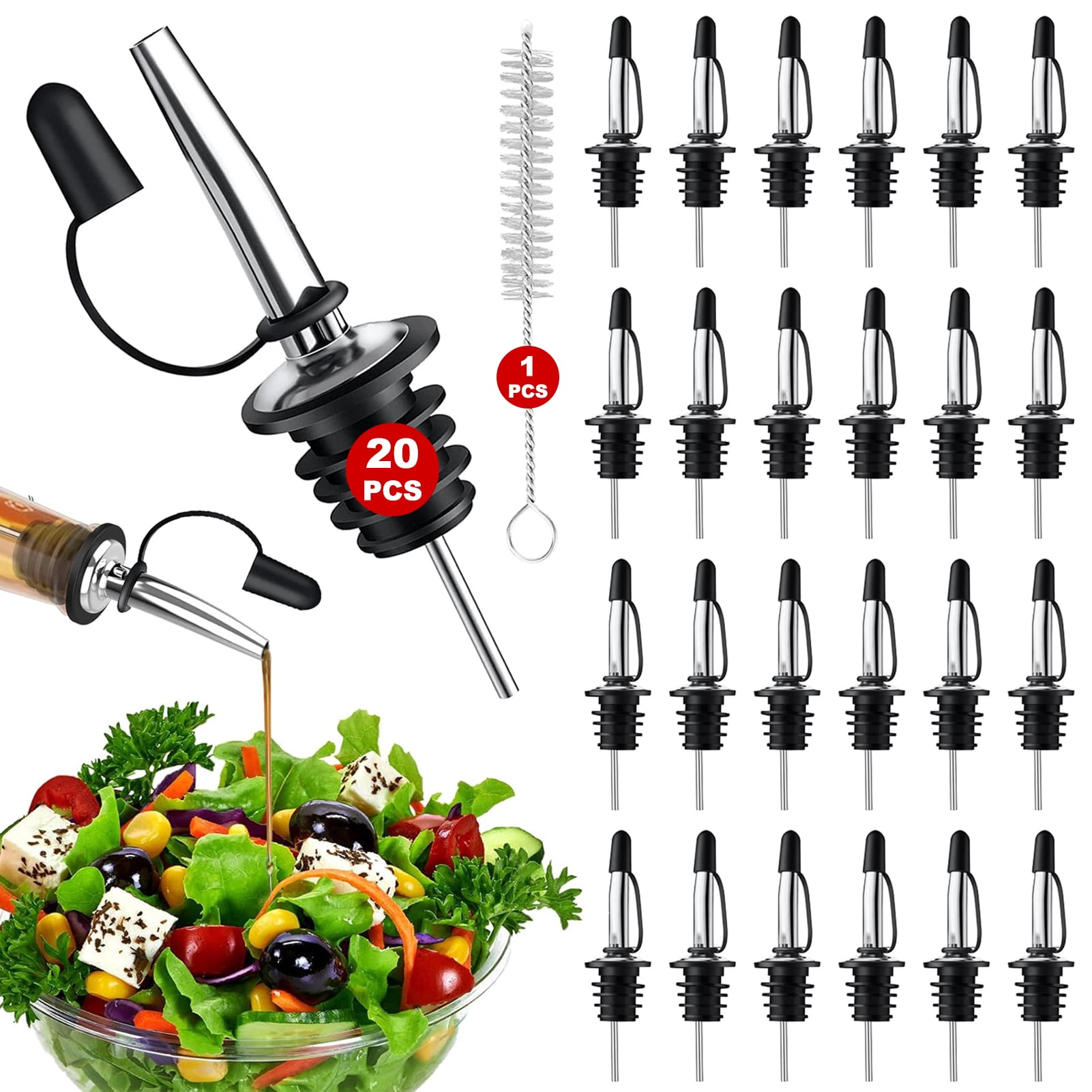 GMZW Liquor Pour Spouts with Dust Caps, 20 Pack, Stainless Steel ...