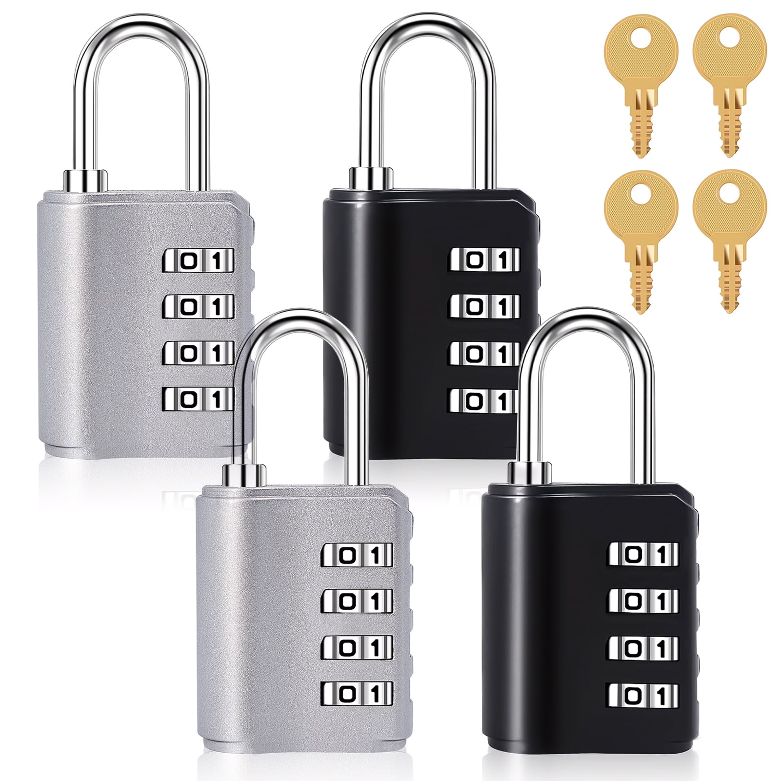GMZW 4 Pack Combination Locks - 4 Digit Zinc Alloy Locks for School Gym ...