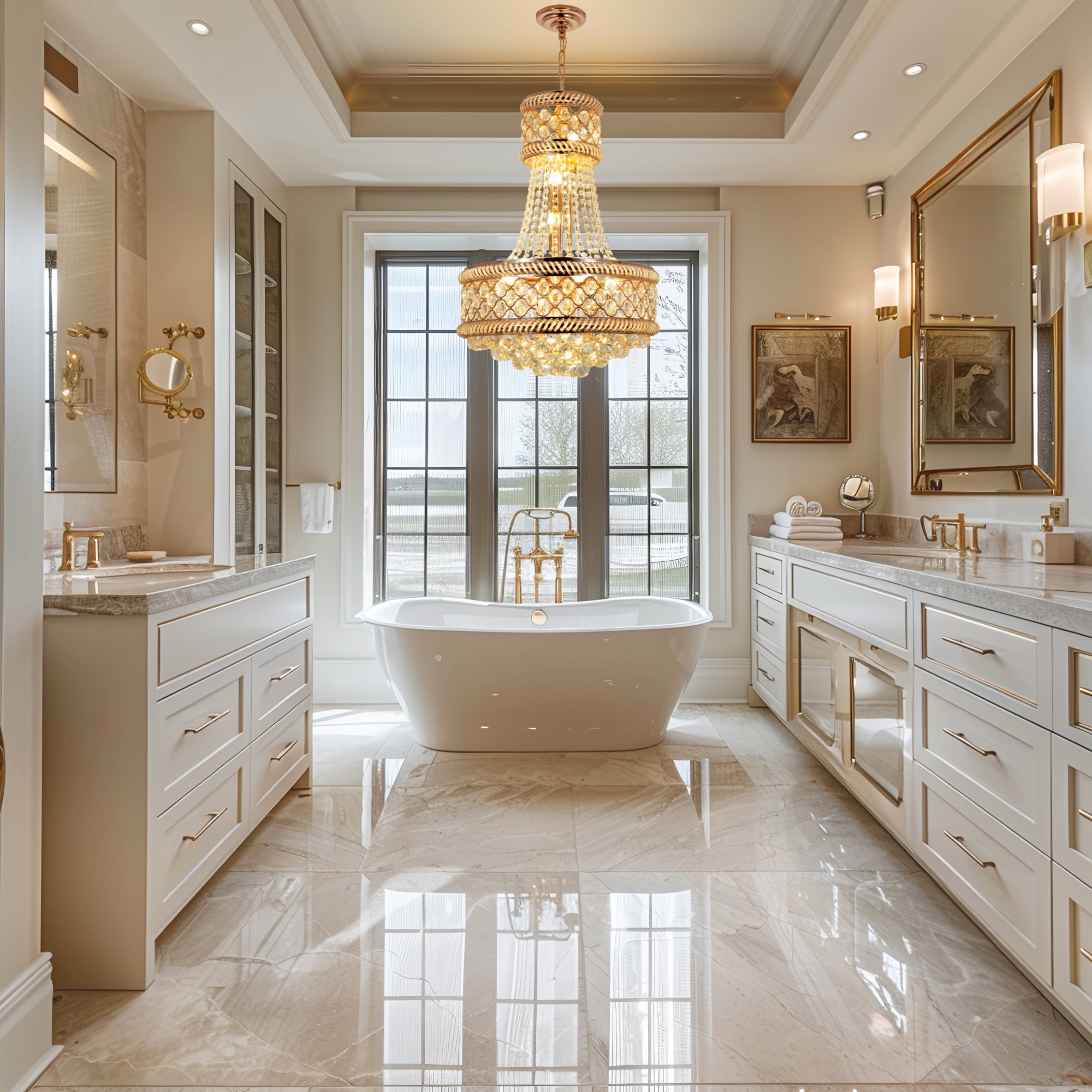 GMizon 19-inch modern duplex crystal chandelier, 9-head corridor ...