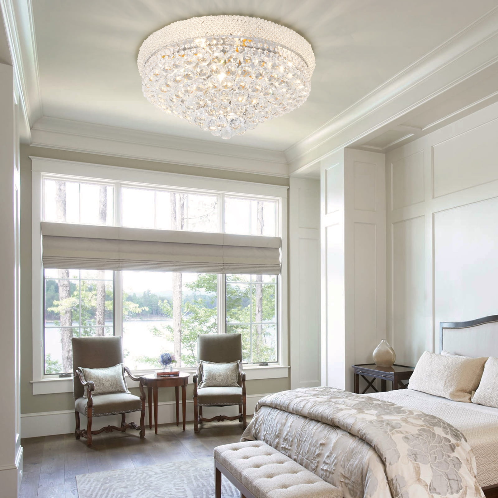 GMizon 23-inch traditional gorgeous crystal ceiling lamp, with 3 LED ...
