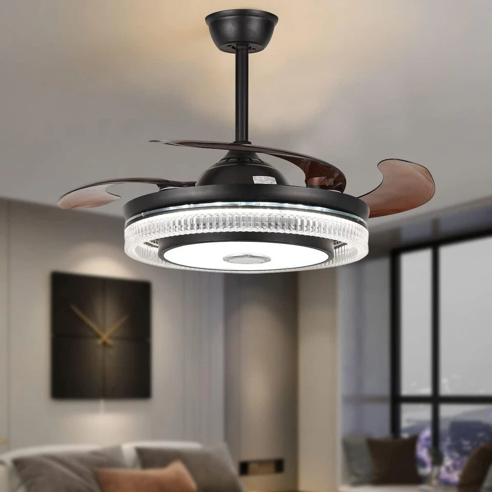 GMizon 42-inch modern creative crystal ceiling fan light, 7-color ...