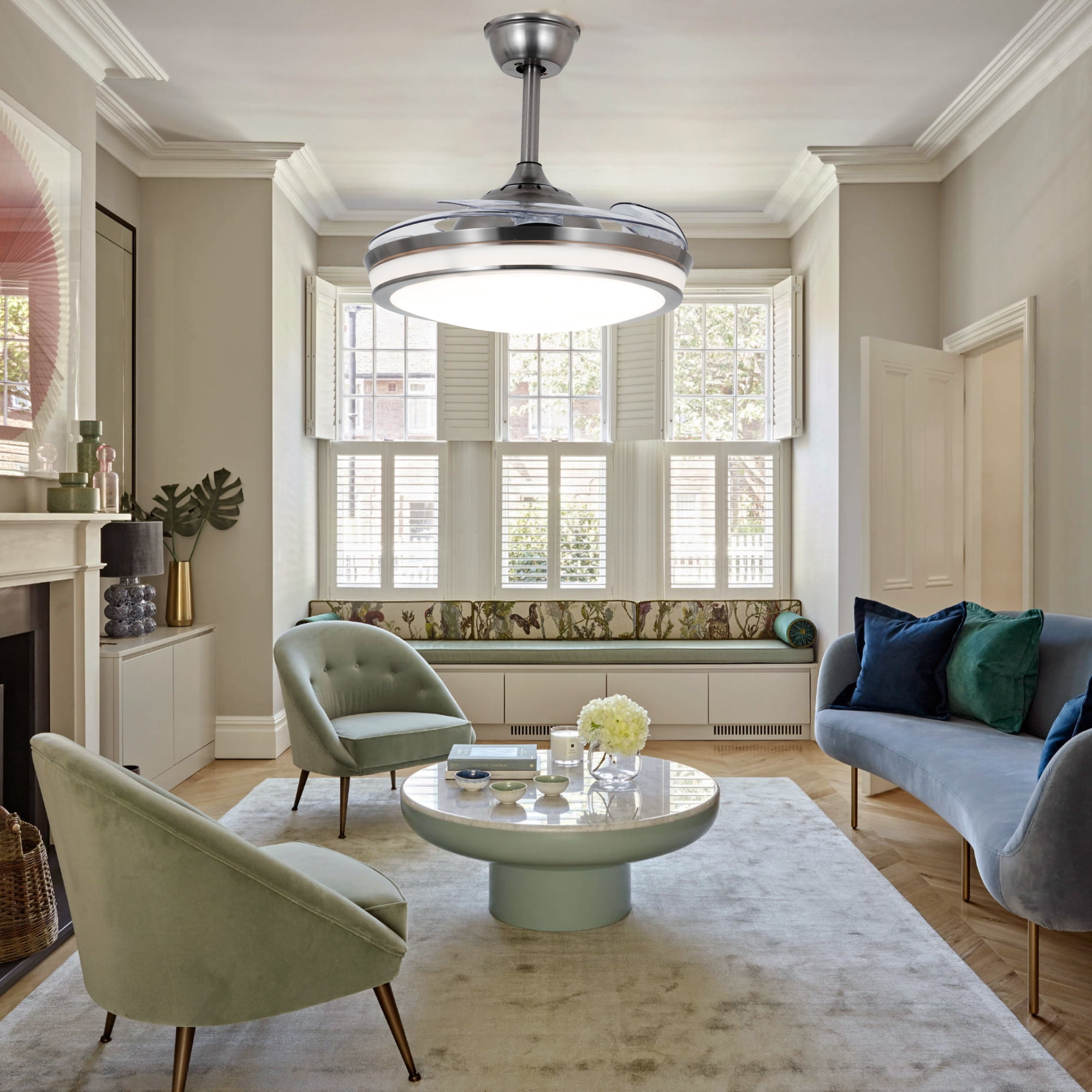 GMizon 42-inch modern simple ceiling fan light, invisible LED 3-tone ...