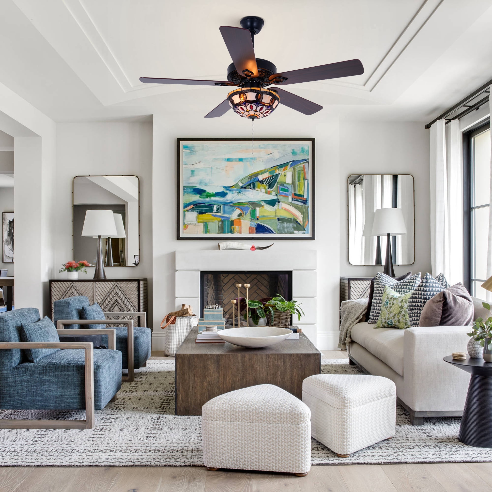 GMizon 52-inch American retro ceiling fan light, six-speed six-speed ...