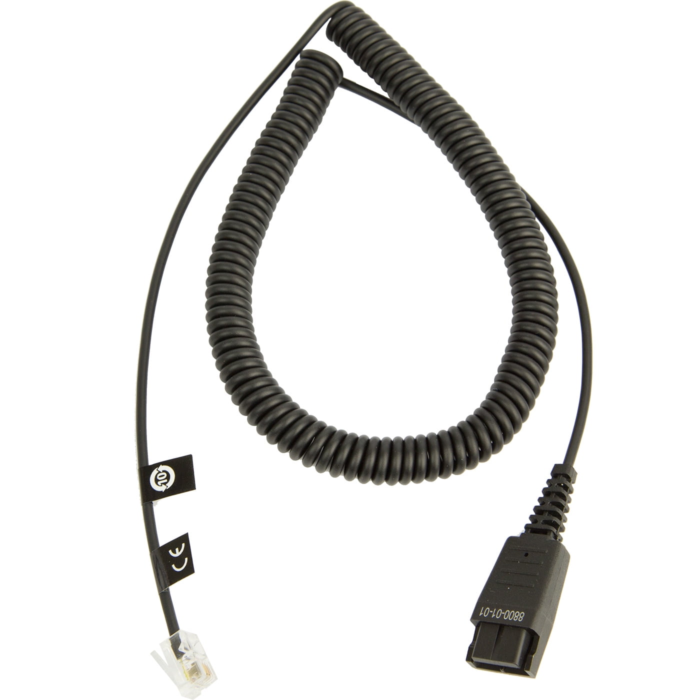 Jabra Quick Disconnect (QD) to Modular (RJ) Coiled Bottom Cord, 2 Meter ...