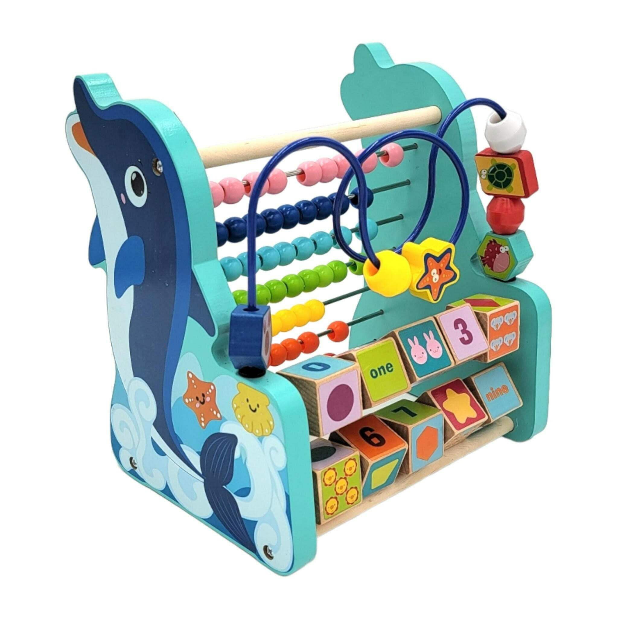GN Universe Montessori Wooden Dolphin Bead Maze Counting Rack With ...