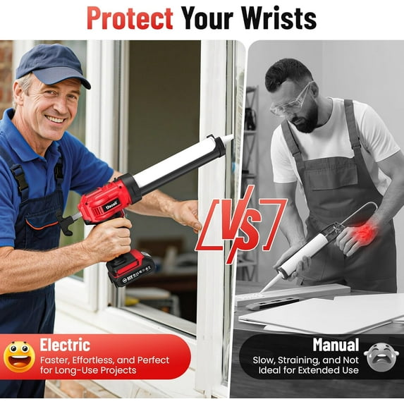 GN100 Electric Caulking Gun, Cordless Caulking Gun with 2x 2000mAh ...