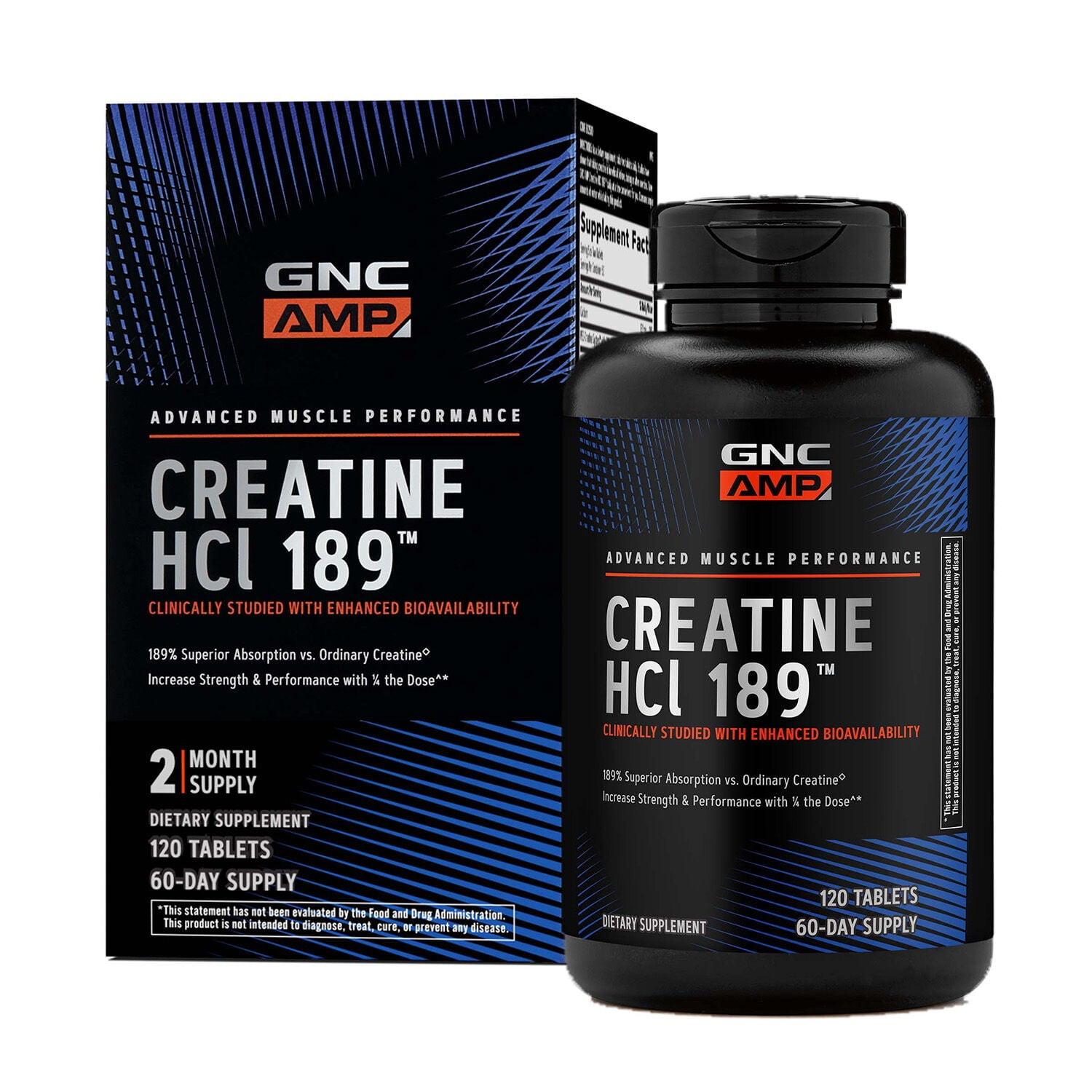 GNC AMP Creatine HCl 189 Pills, Strength and Muscle Builder, Fast ...