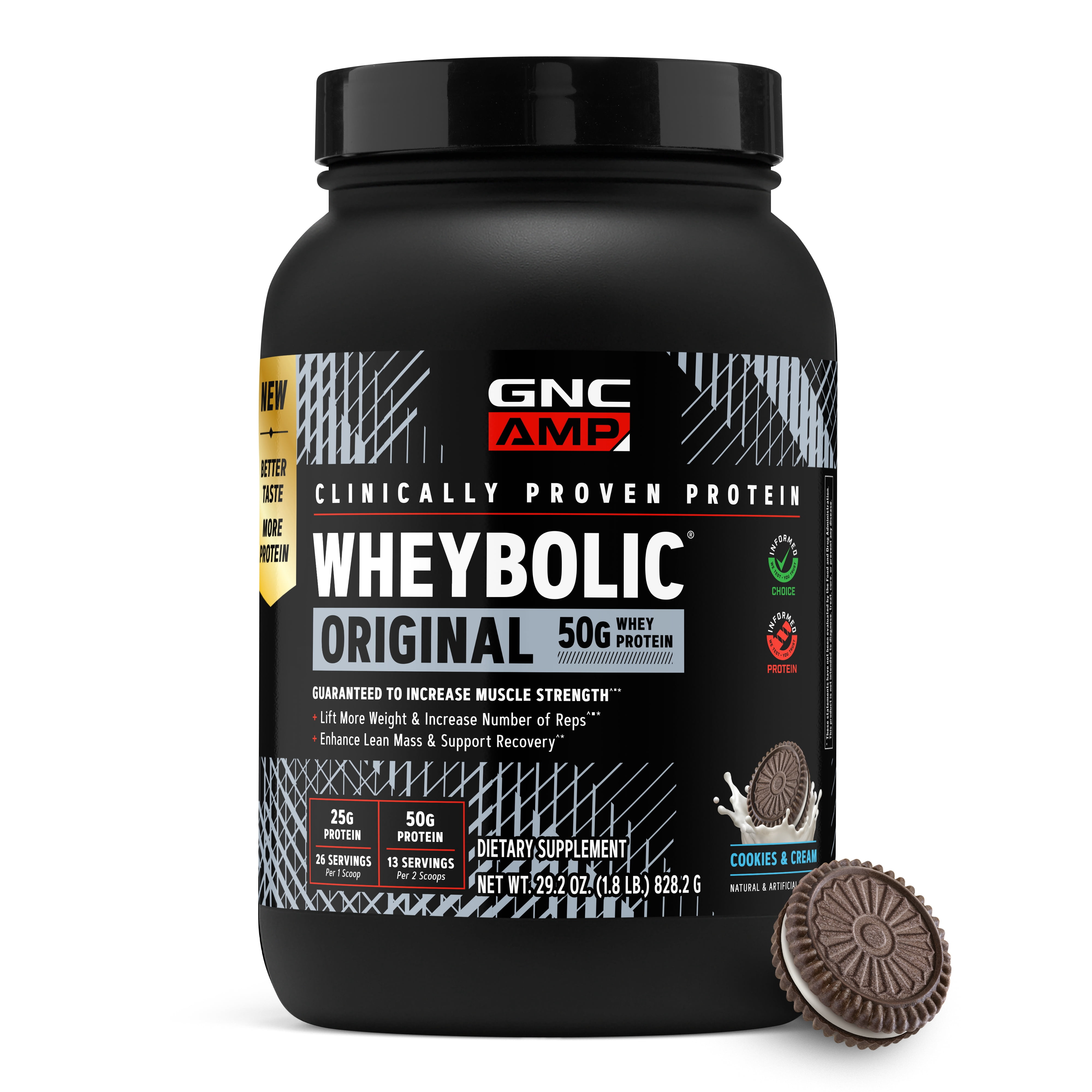 GNC AMP Wheybolic Clinically Proven Protein Powder, 50g Whey Protein ...