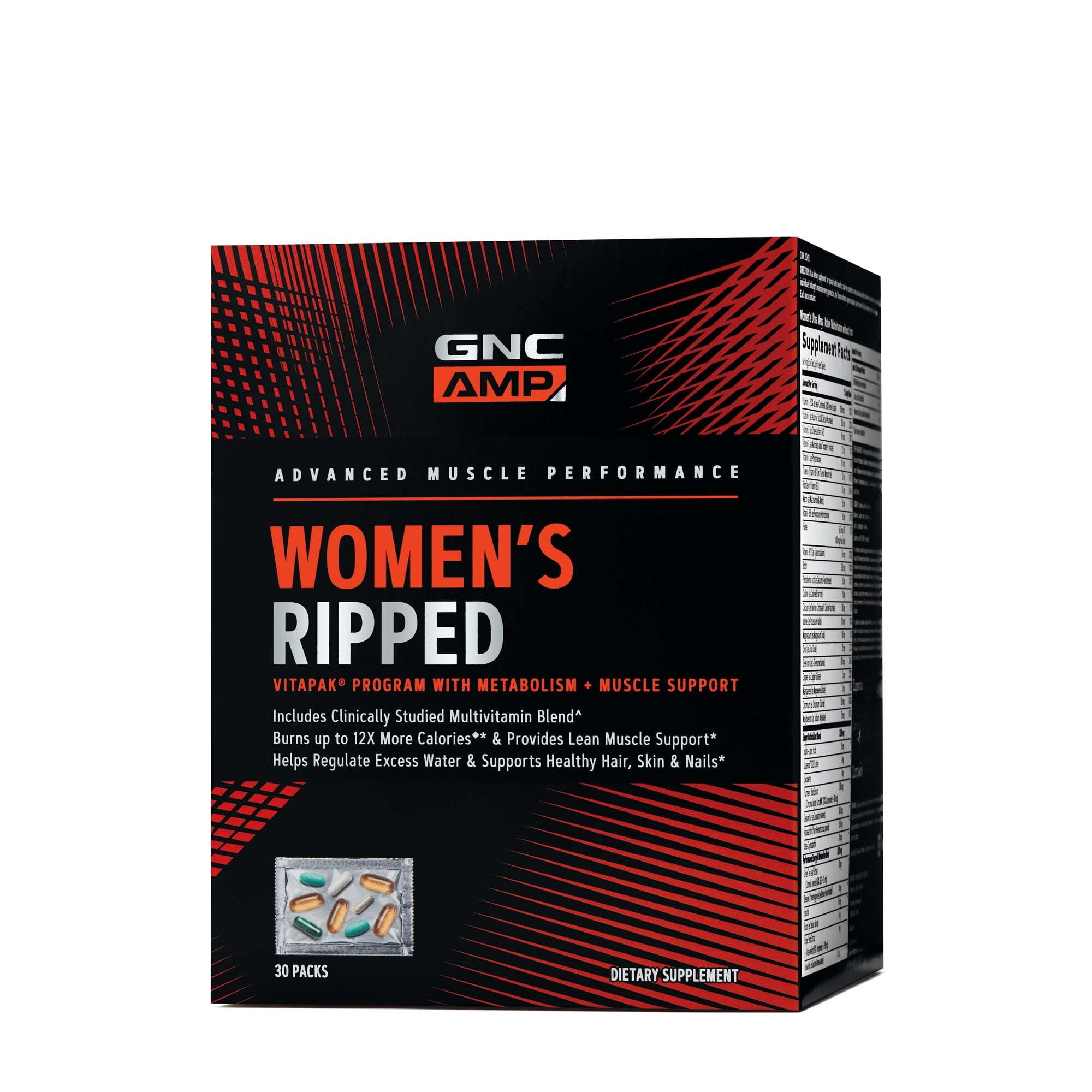 GNC AMP Women's Ripped Vitapak | Developed for Metabolism & Muscle ...