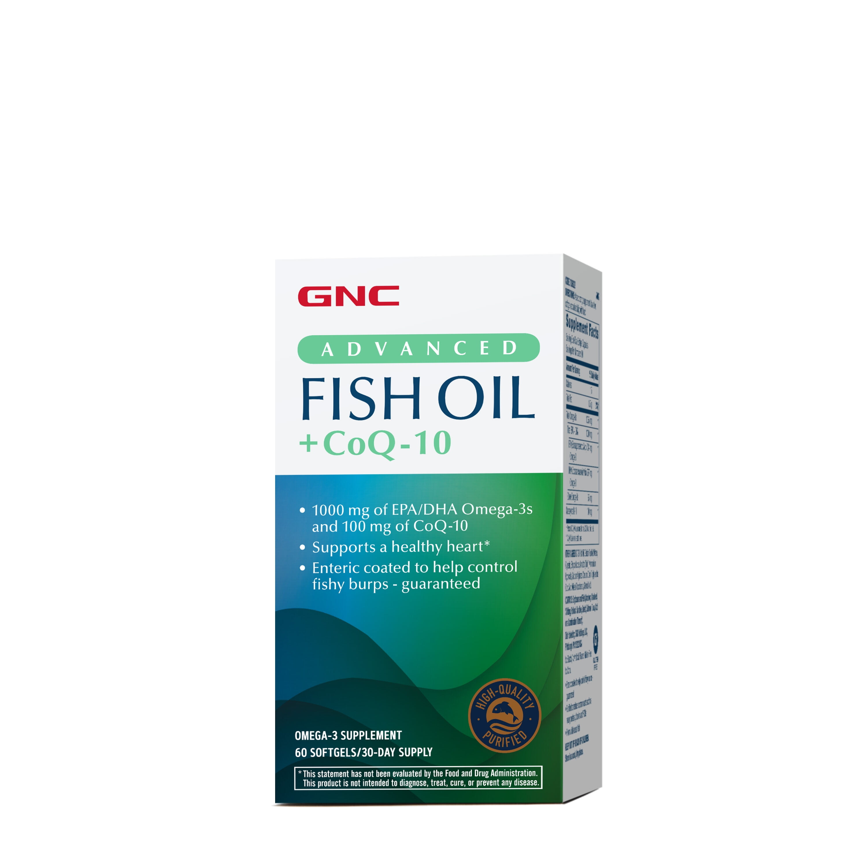 GNC Omega-3 Fish Oil + COQ10, 60 Softgel Capsules, Extra Strength ...