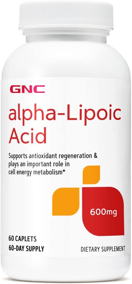 GNC Alpha-Lipoic Acid 600mg, 60 Caplets, Supports Antioxidant ...