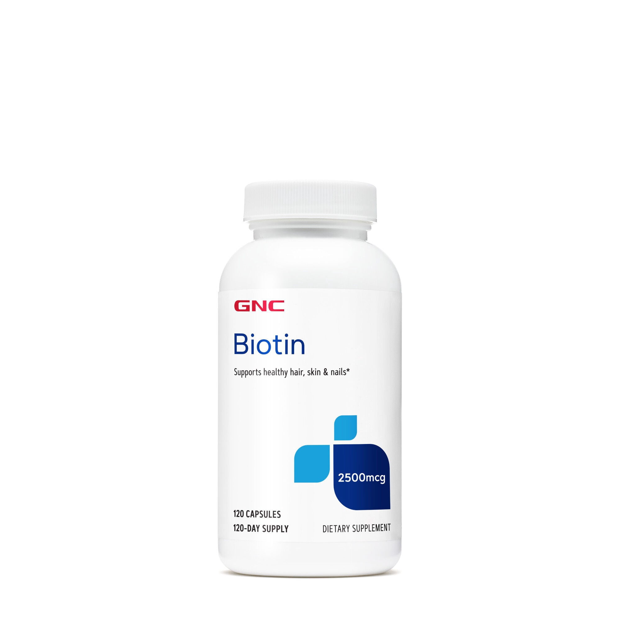 GNC Biotin 2500mcg | Supports Healthy Hair, Skin, & Nails | 120 Count ...