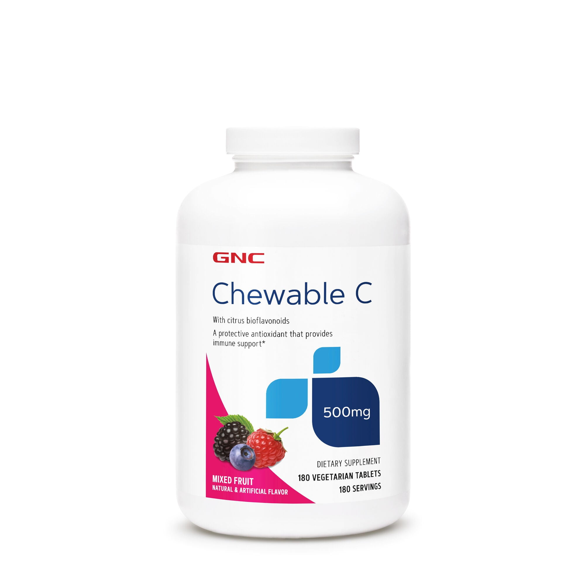 GNC Chewable Vitamin C 500mg, Immune Support, Mixed Fruit, 180 Count ...