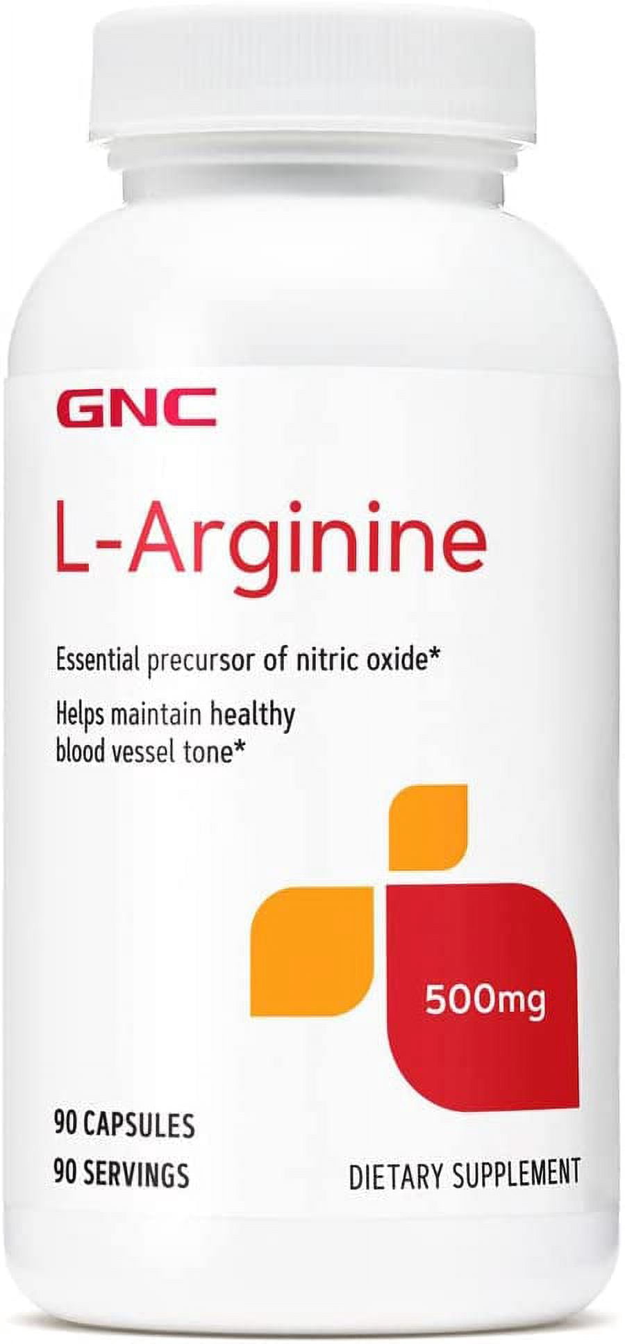 GNC L-Arginine 500mg, 90 Capsules, Increases Nitric Oxide Productioin ...
