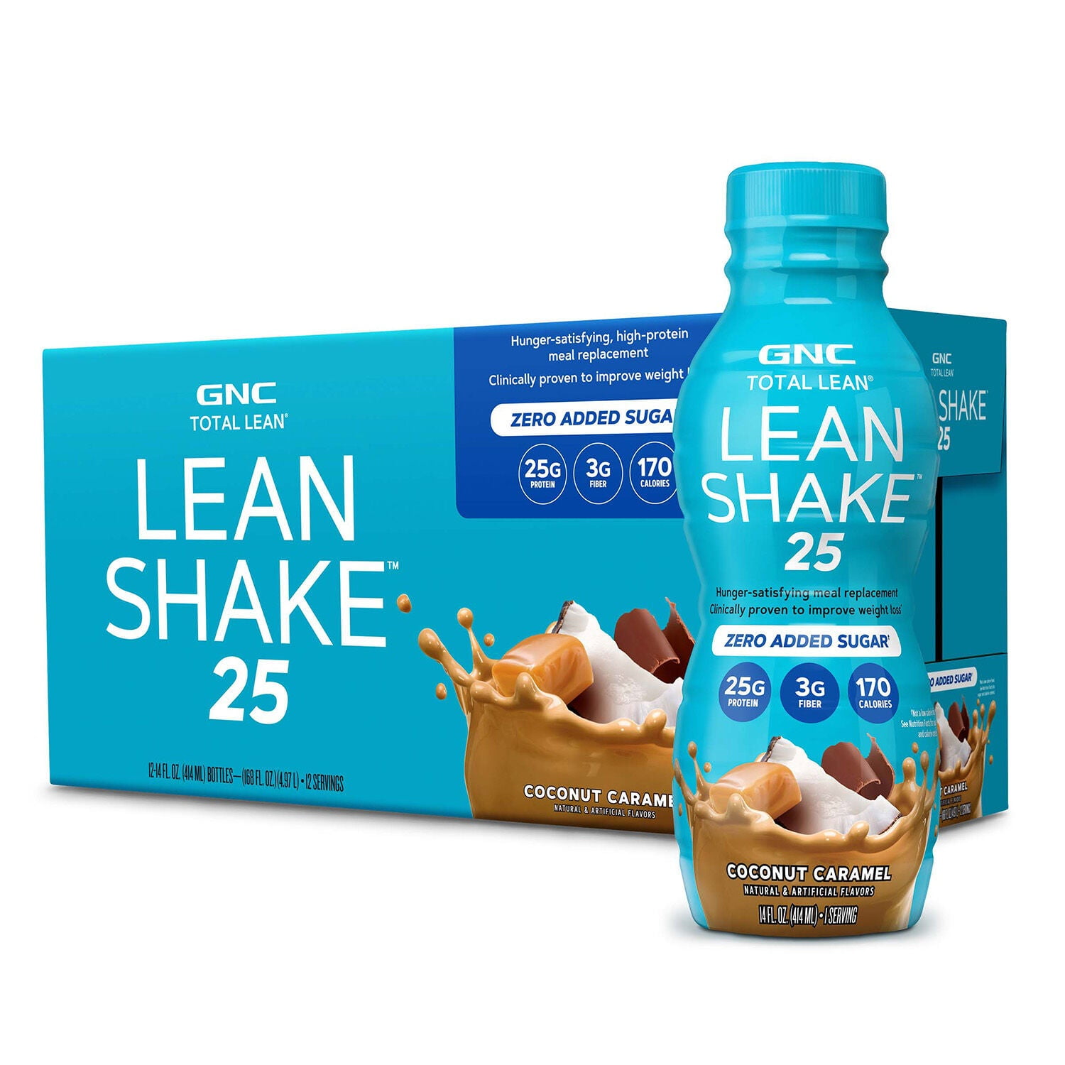 GNC Lean Shake 25 Protein Shake, Meal Replacement, Coconut Caramel 25g ...
