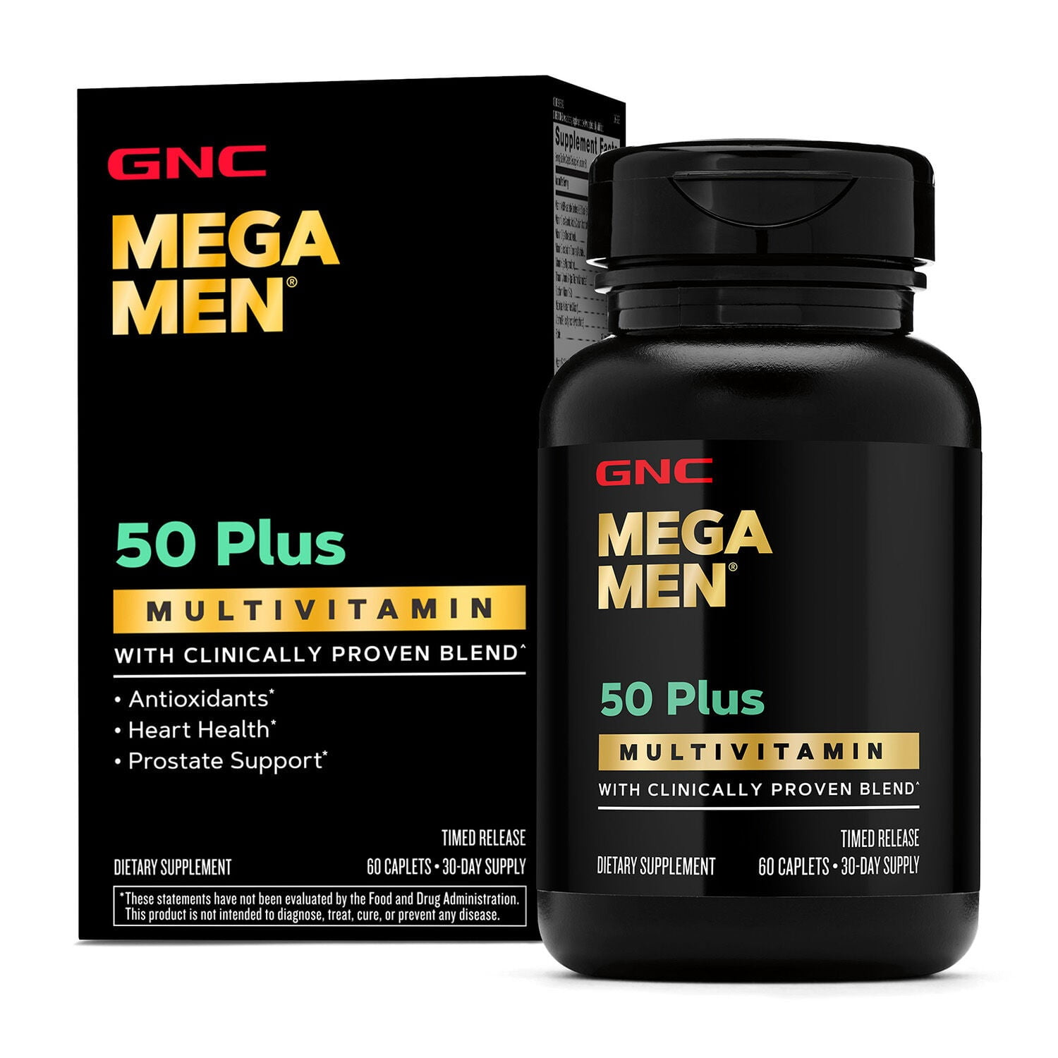 GNC Mega Men 50 Plus Multivitamin, Heart and Prostate Health, B ...