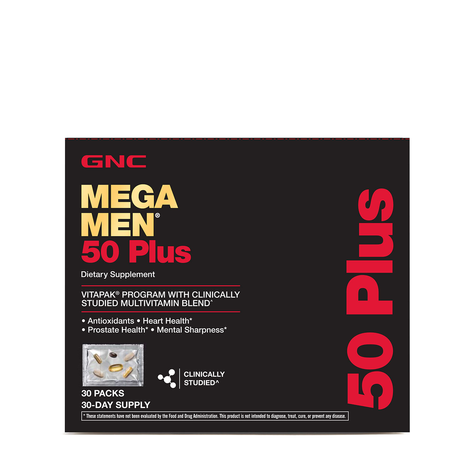 GNC Mega Men 50 Plus Vitapak | Antioxidants, Heart Health, Prostate ...