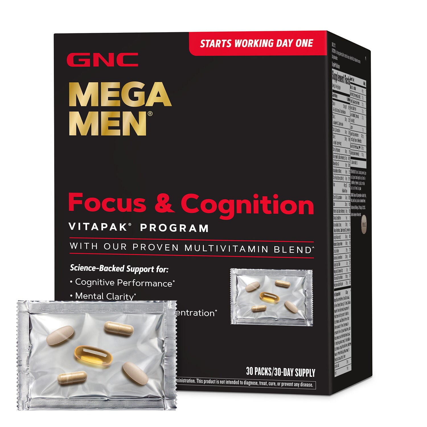 GNC Mega Men Focus and Cognition Vitapak Program, For Complete ...