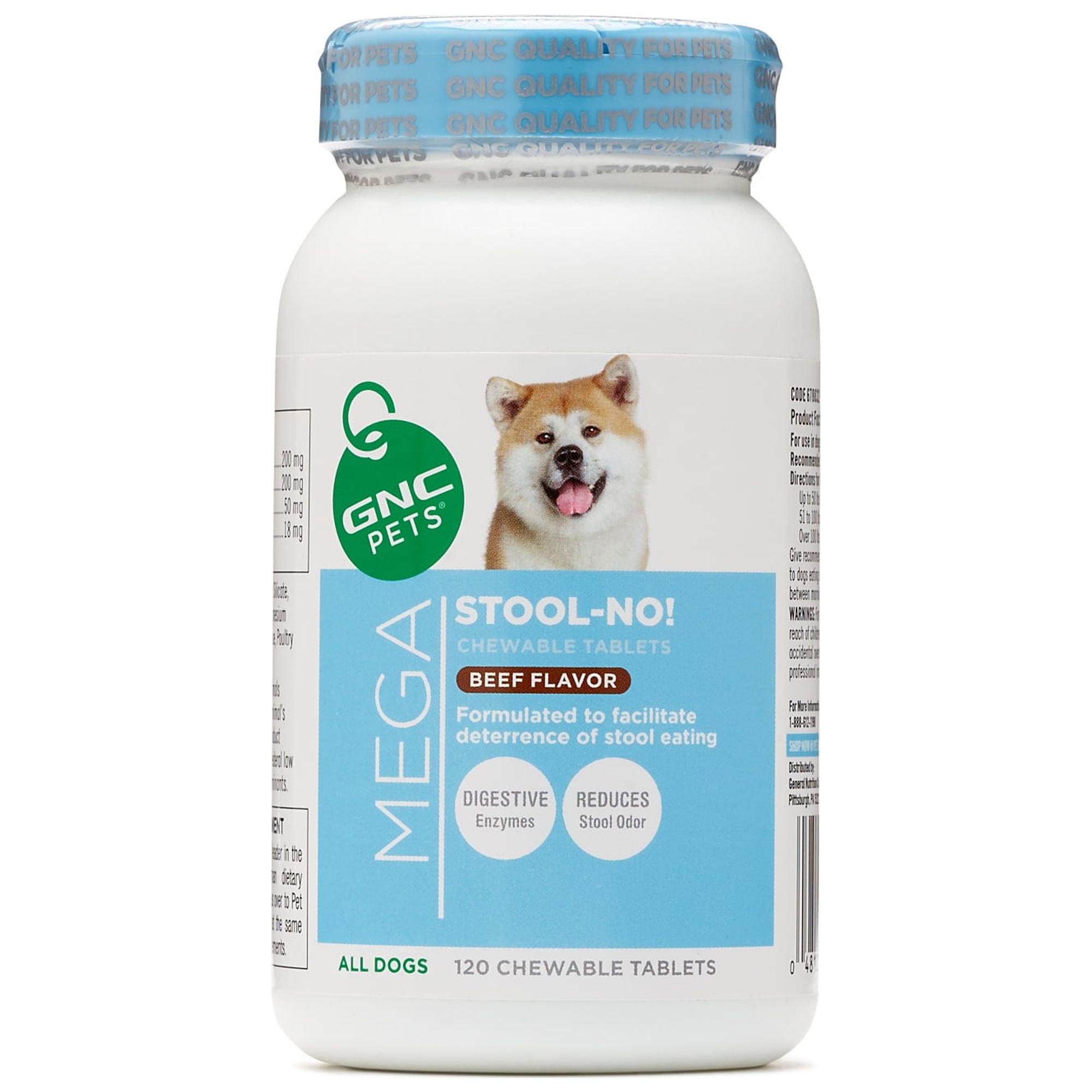 GNC Pets Mega Stool-No Beef Flavor Chewable Tablets Dog Supplement, 120 ...