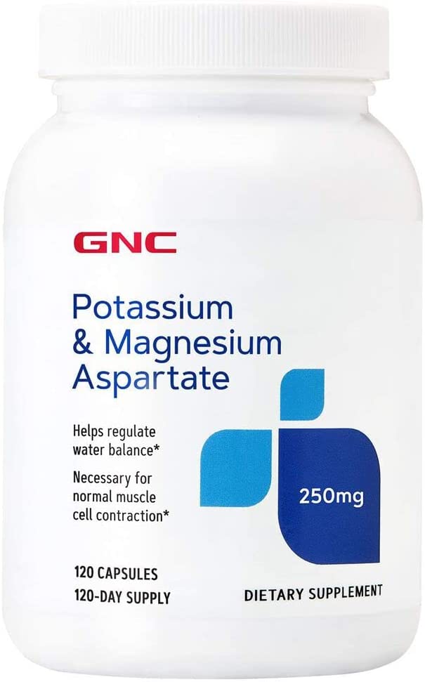 GNC Potassium & Magnesium Aspartate 250mg, 120 Capsules, Helps Regulate ...