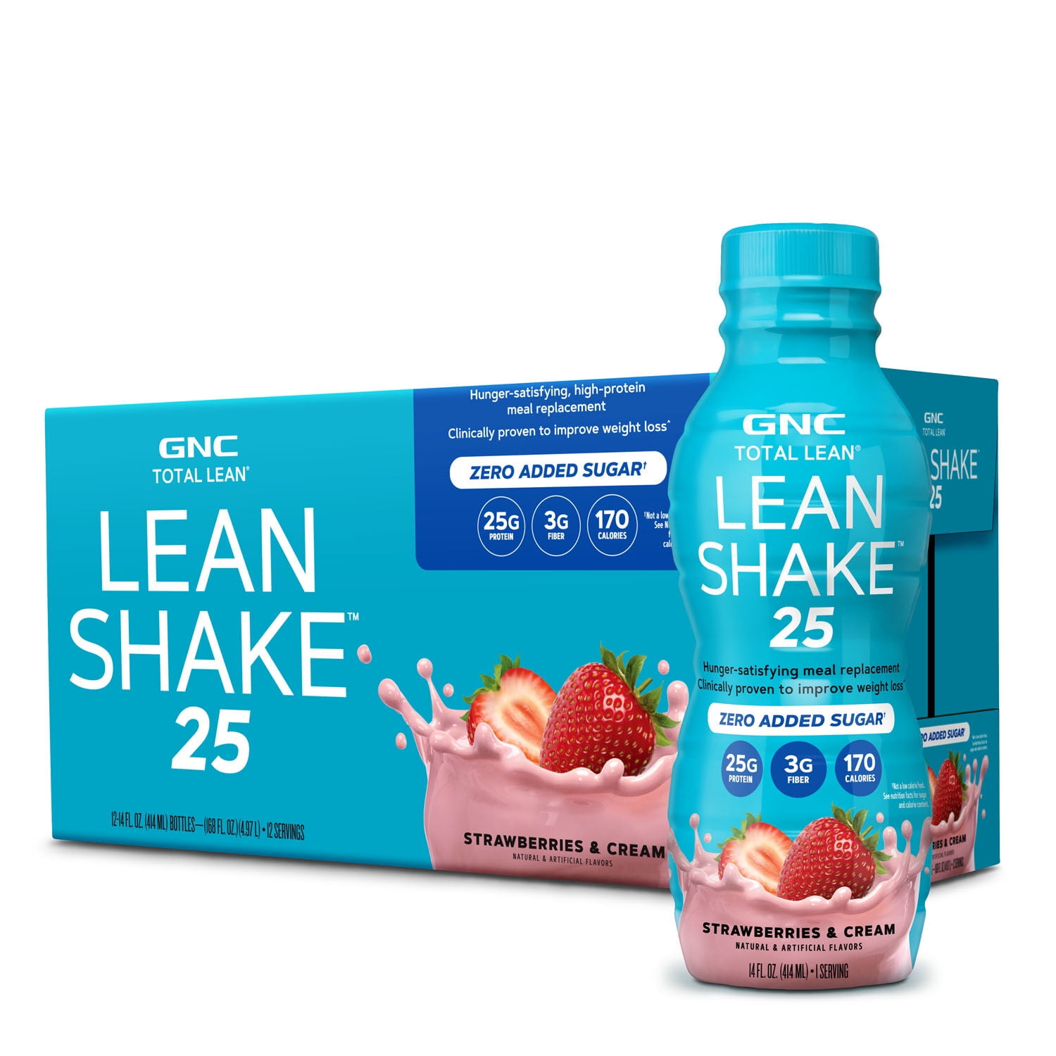 GNC Lean Shake 25 Protein Shake, Meal Replacement, Strawberries and ...