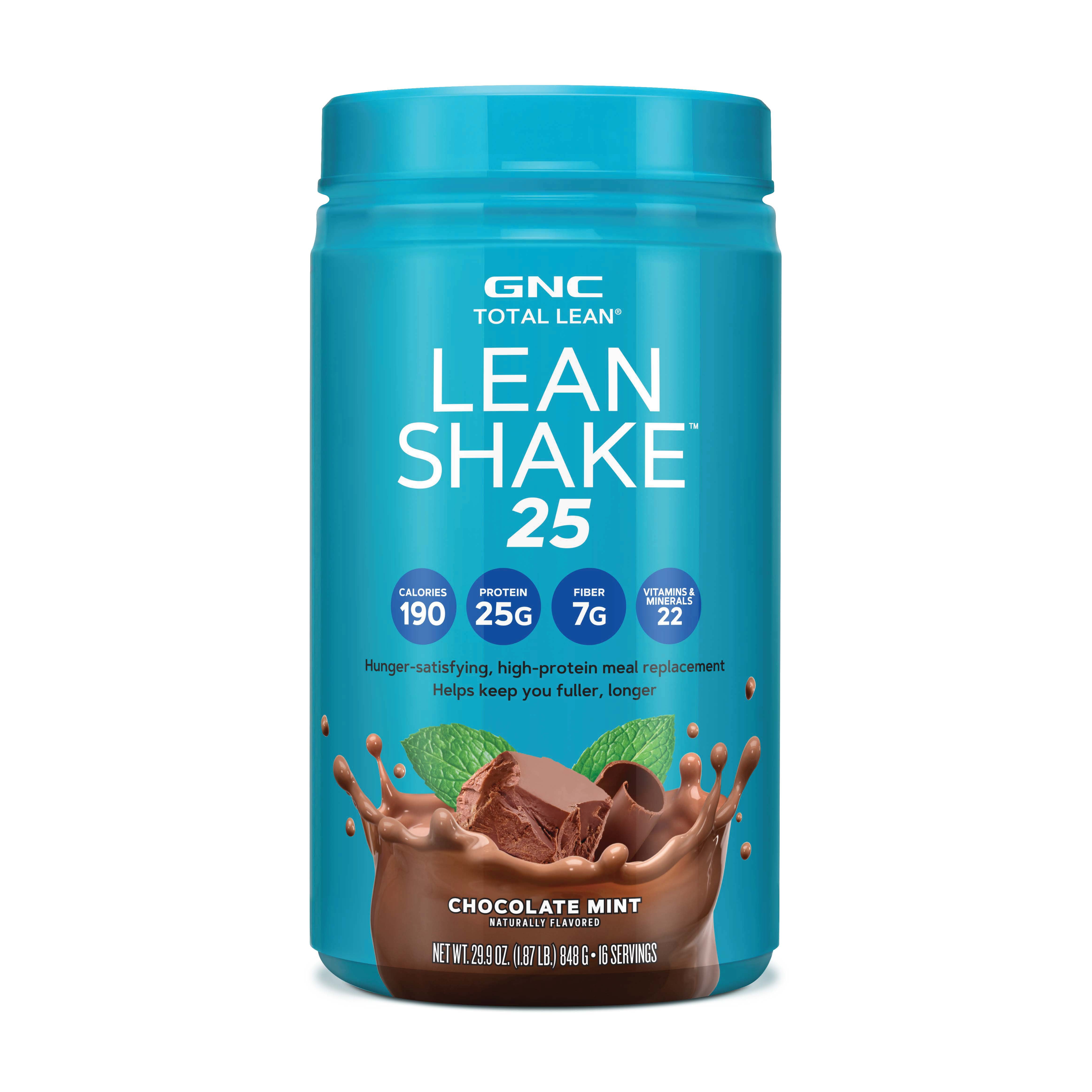 GNC Lean Shake 25 Meal Replacement Powder, Chocolate Mint, 25g Protein ...