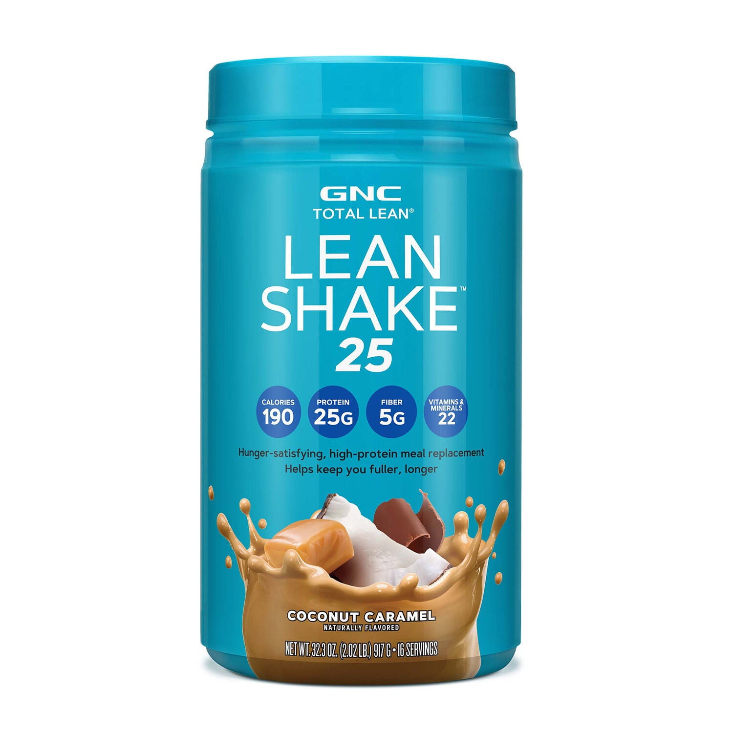GNC Lean Shake 25 Meal Replacement Powder, Coconut Caramel, 25g Protein ...