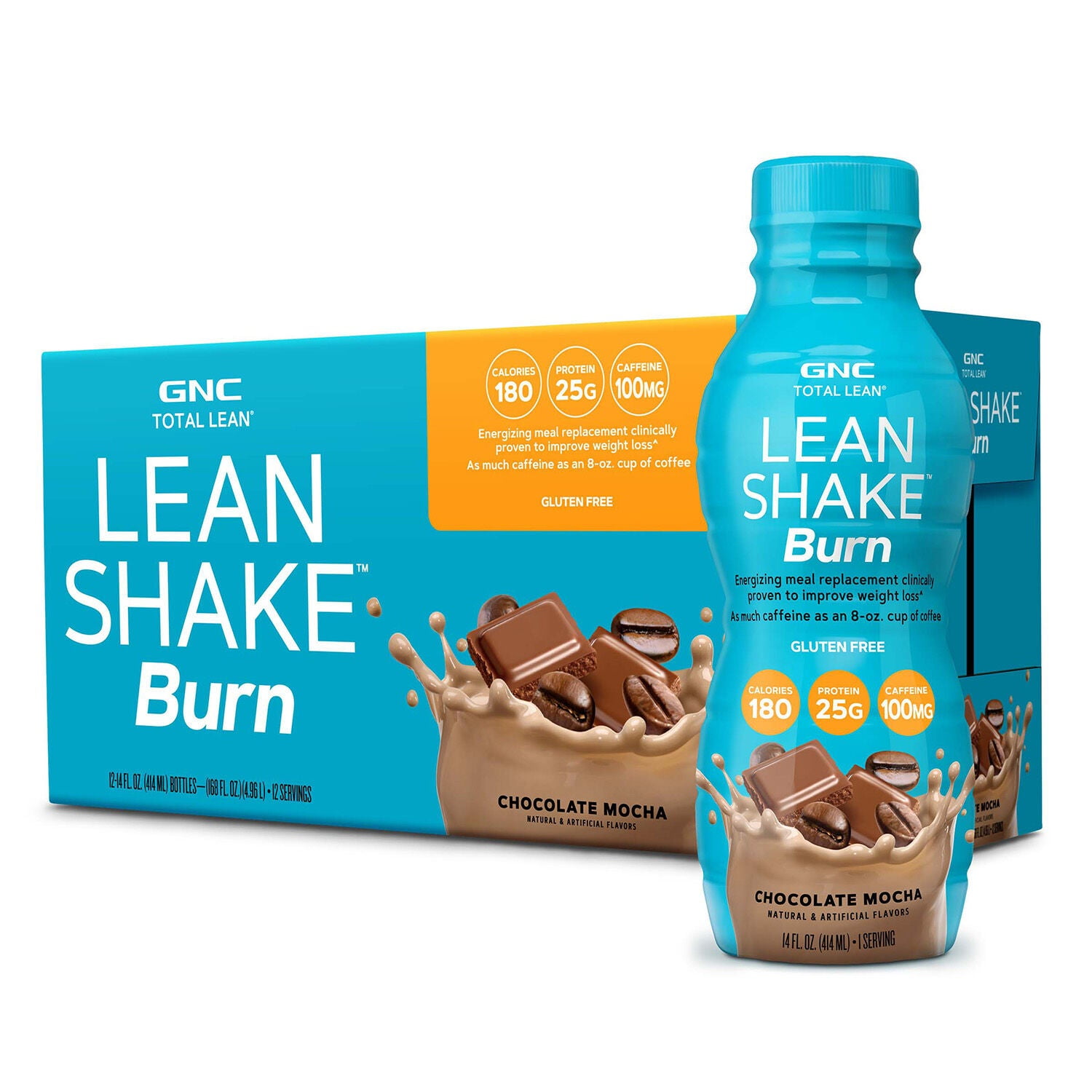 GNC Lean Shake Burn With Caffeine, Meal Replacement, Chocolate Mocha ...