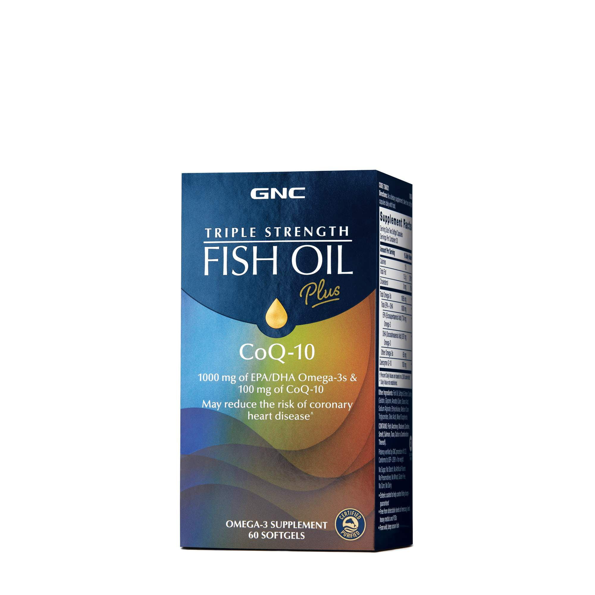 GNC Triple Strength Fish Oil + CoQ-10 60 Softgels - EPA Supplement for Heart Health - Walmart.com