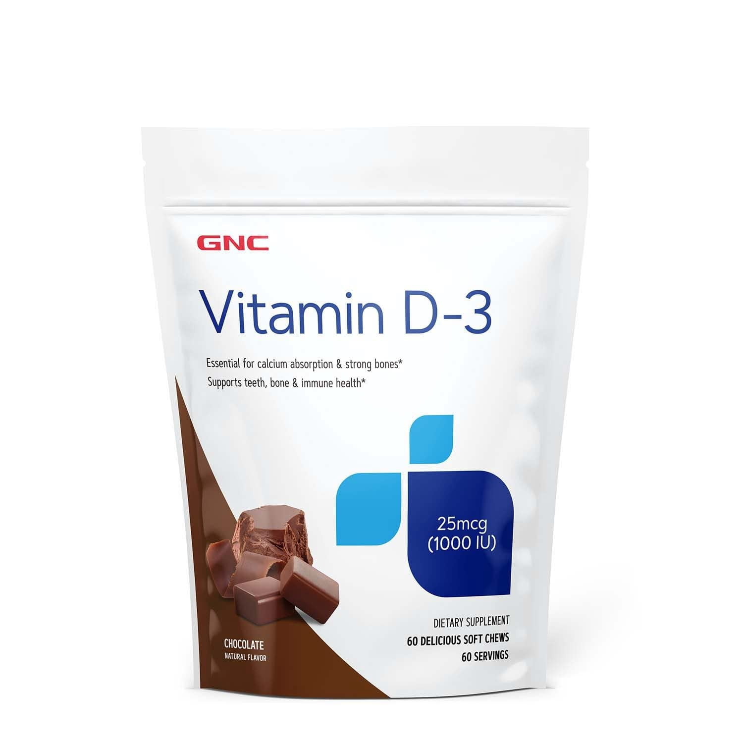 GNC Vitamin D-3 Soft Chews 1000IU - Chocolate | Provides 125% of The ...