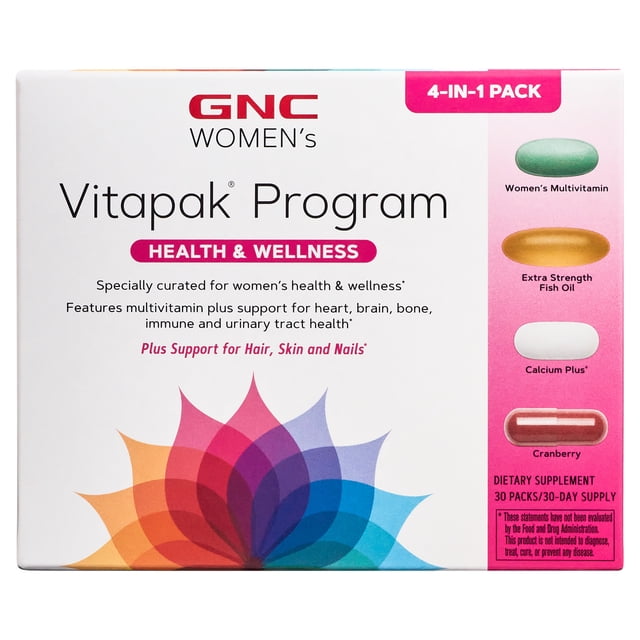 GNC Women's Vitapak Program, 30 Daily Packs, Complete 4-in-1 ...