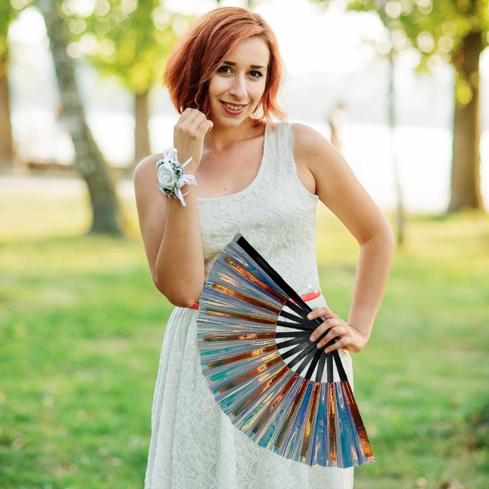 GNFQXSS 10 Inch Colorful Stripe Kung Fu Fan Dance Fan Party Music ...