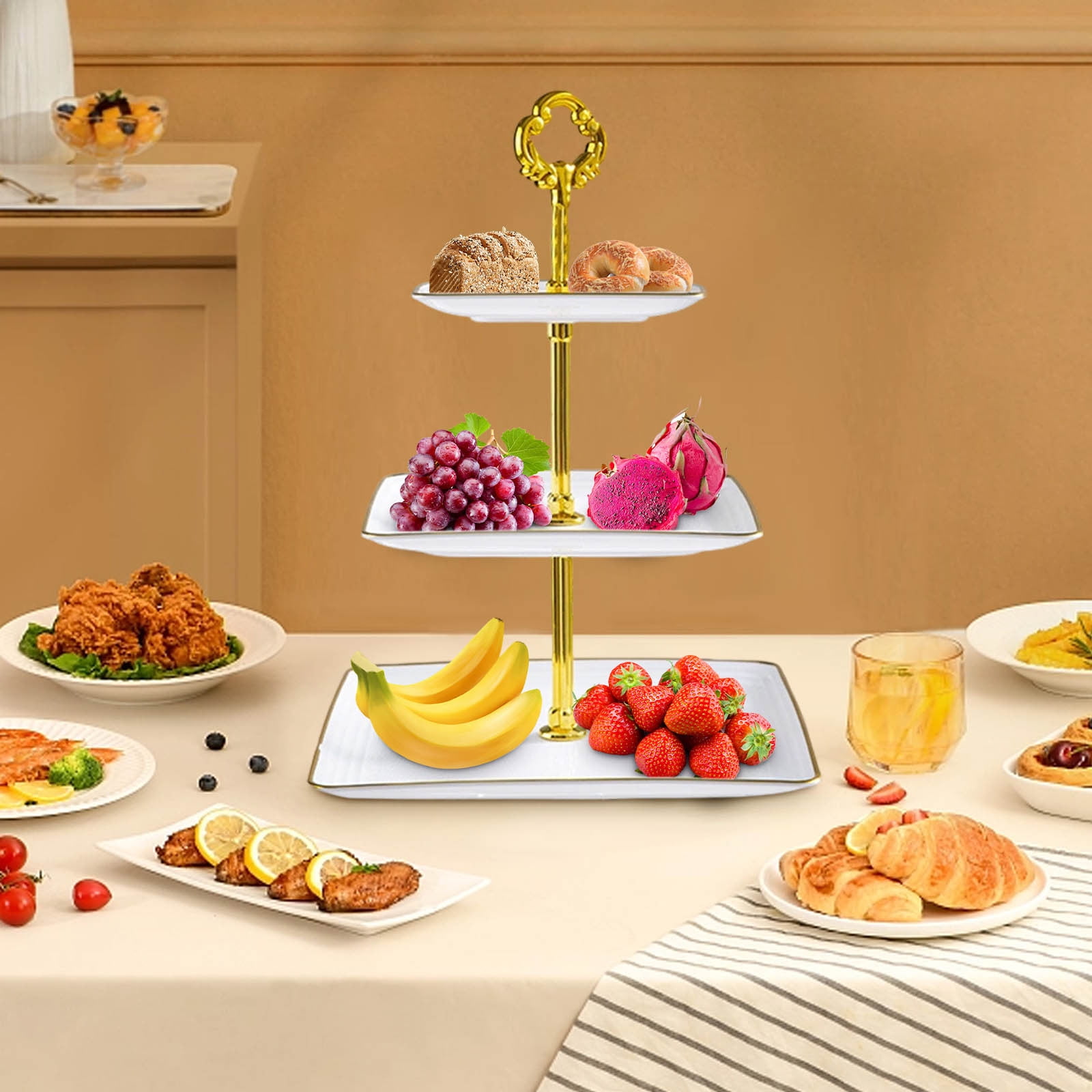 GNFQXSS 3 Tier Serving Trays for Party, Plastic Platters and Trays ...