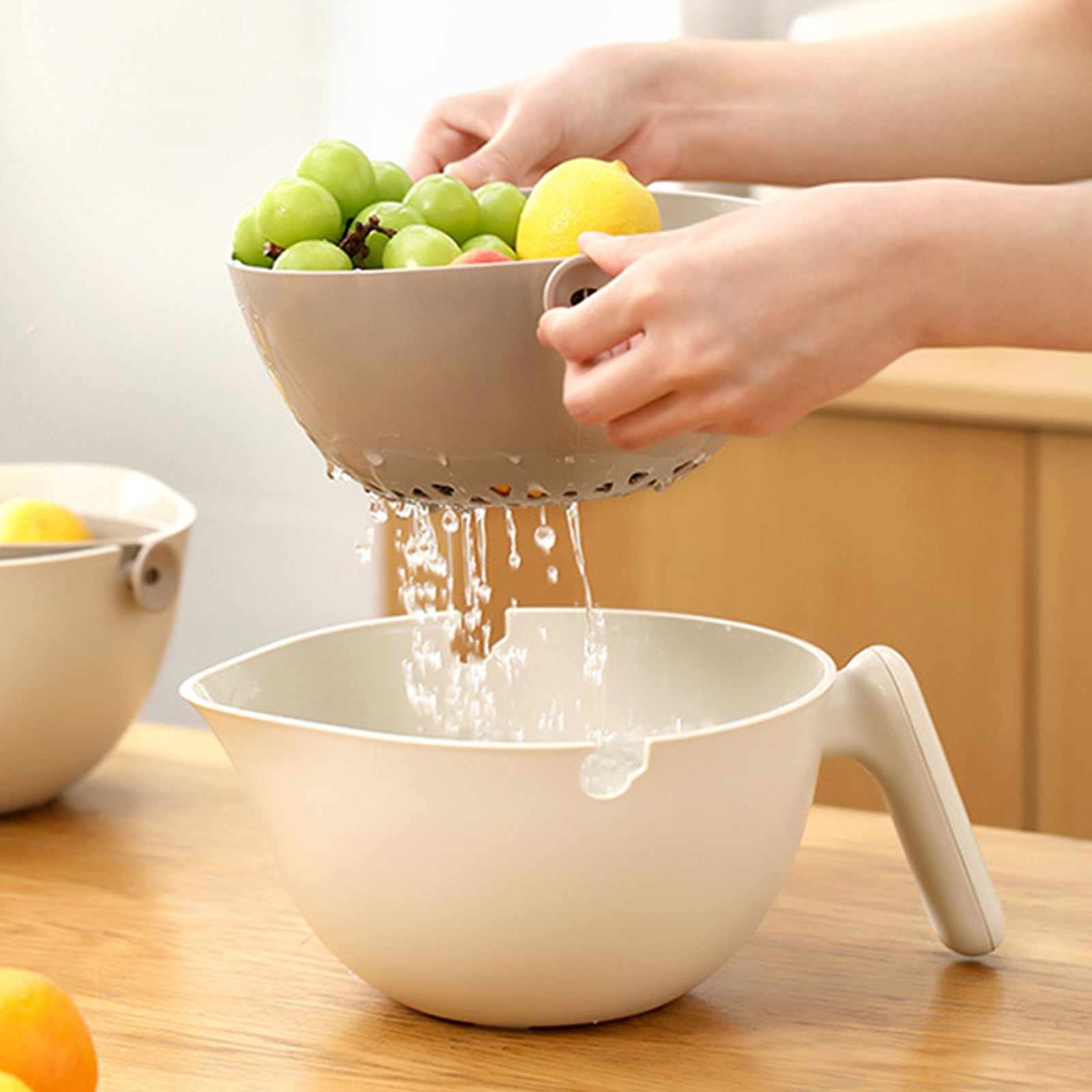 GNFQXSS Multi Functional Basket New Fruit Cleaning Bowl with Strainer ...