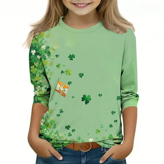 GNFQXSS St Patricks Day Kids Tunic Crew Neck Relaxed Sleeve Soft ...