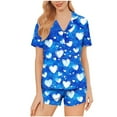 GNFQXSS V-Day Short Sleeve Pajama Set Moon Pattern V Neck Button Front ...