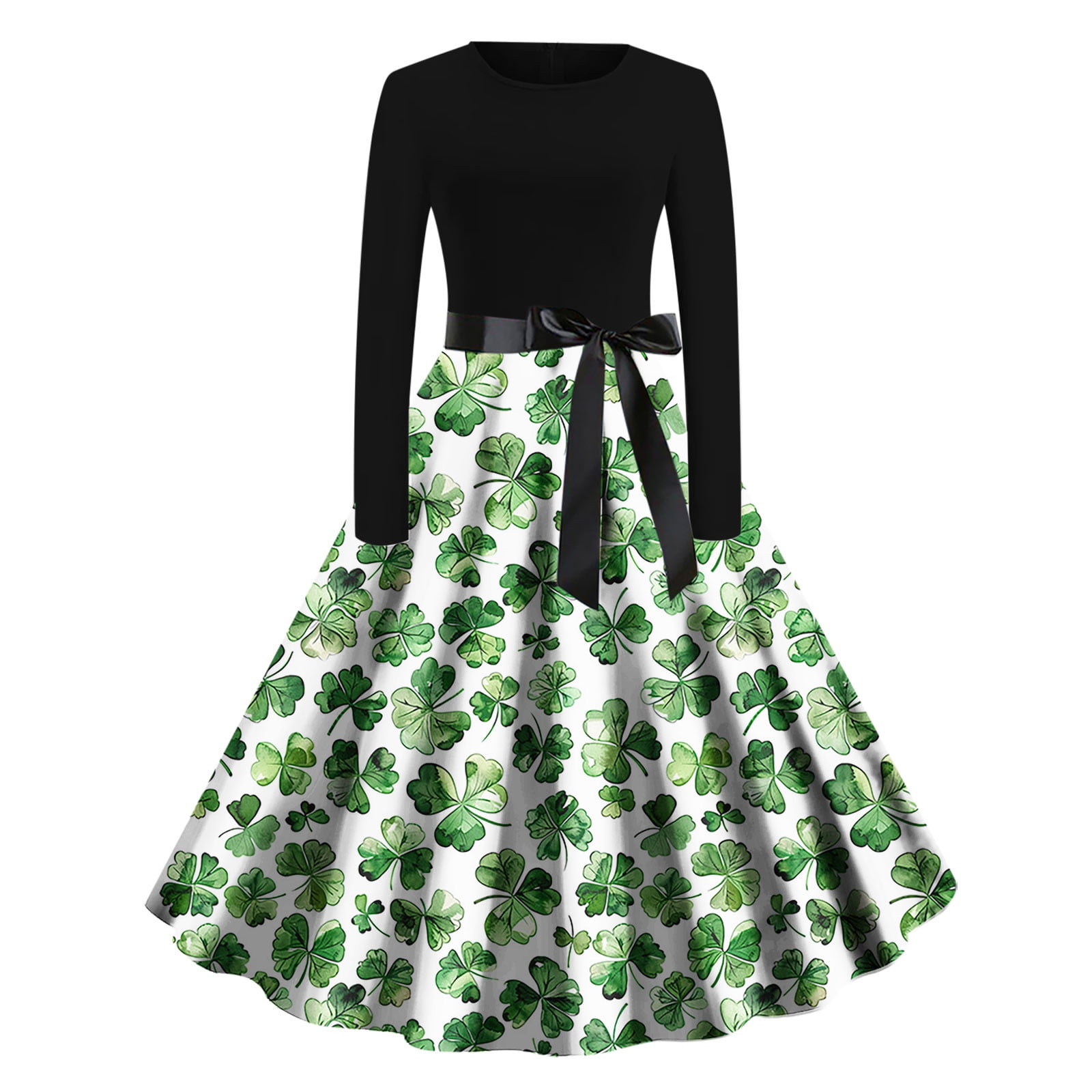GNFQXSS Women's Printed Contrast Top Midi Dress Pull On Elegant Dating ...