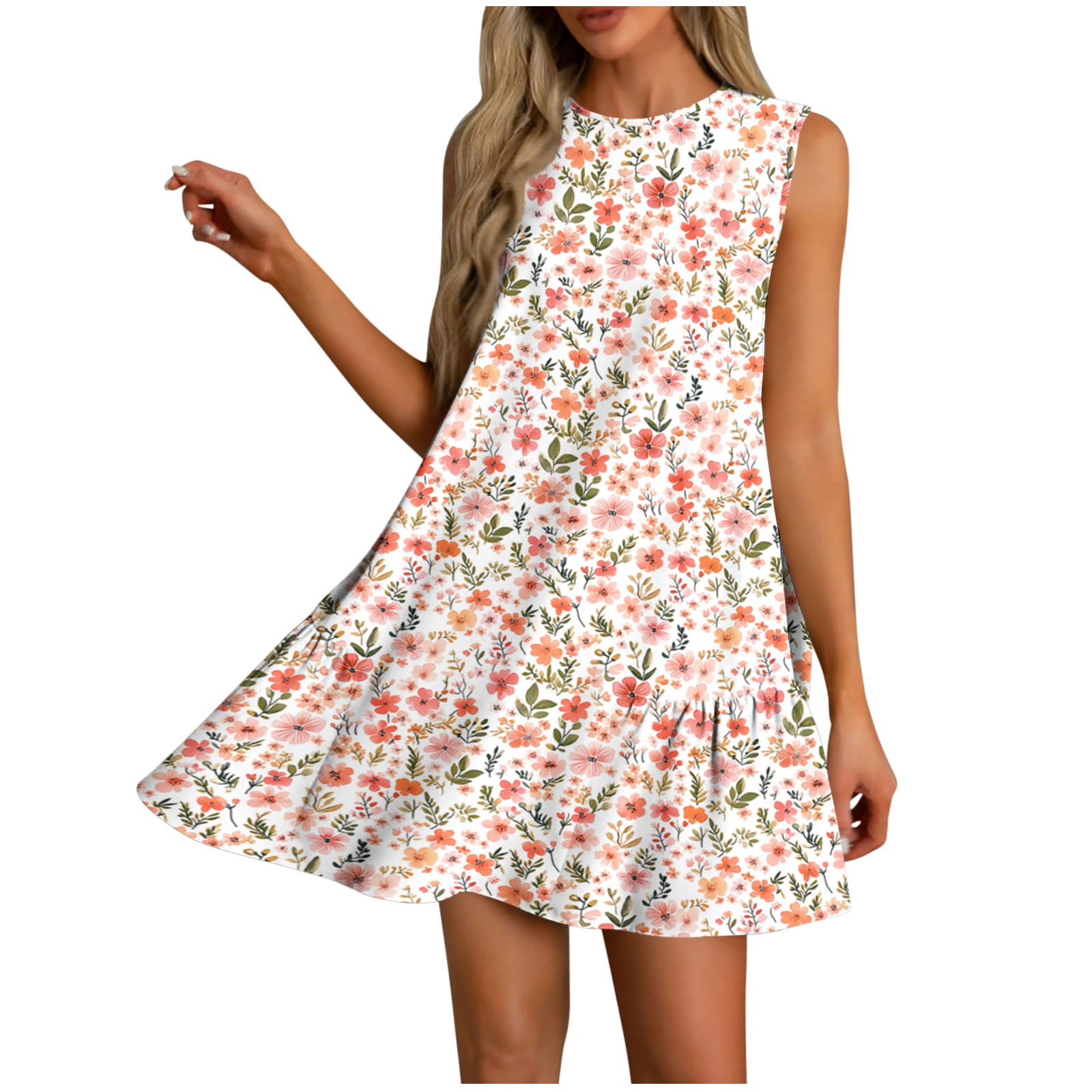 GNFQXSS Women's Printed Halter Neck Midi Dress Pull On Lightweight ...