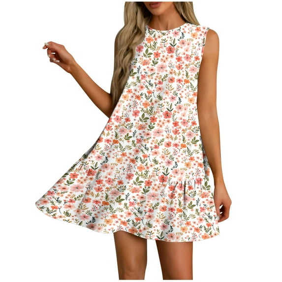 GNFQXSS Women's Printed Halter Neck Midi Dress Pull On Lightweight ...