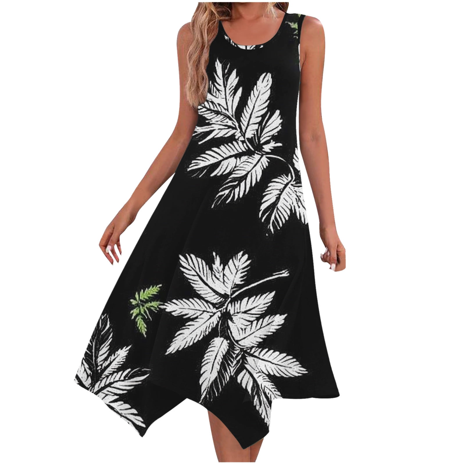 GNFQXSS Women's Printed Strap Maxi Dress Pull On Breathable Summer ...