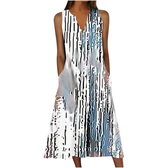GNFQXSS Women's Printed Strap Maxi Dress Pull On Lightweight Beach ...