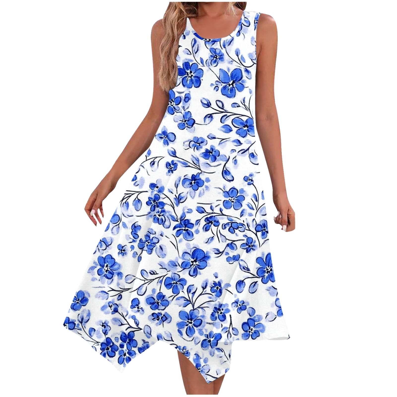 GNFQXSS Women's Printed Strap Mini Dress Pull On Comfortable Daily ...