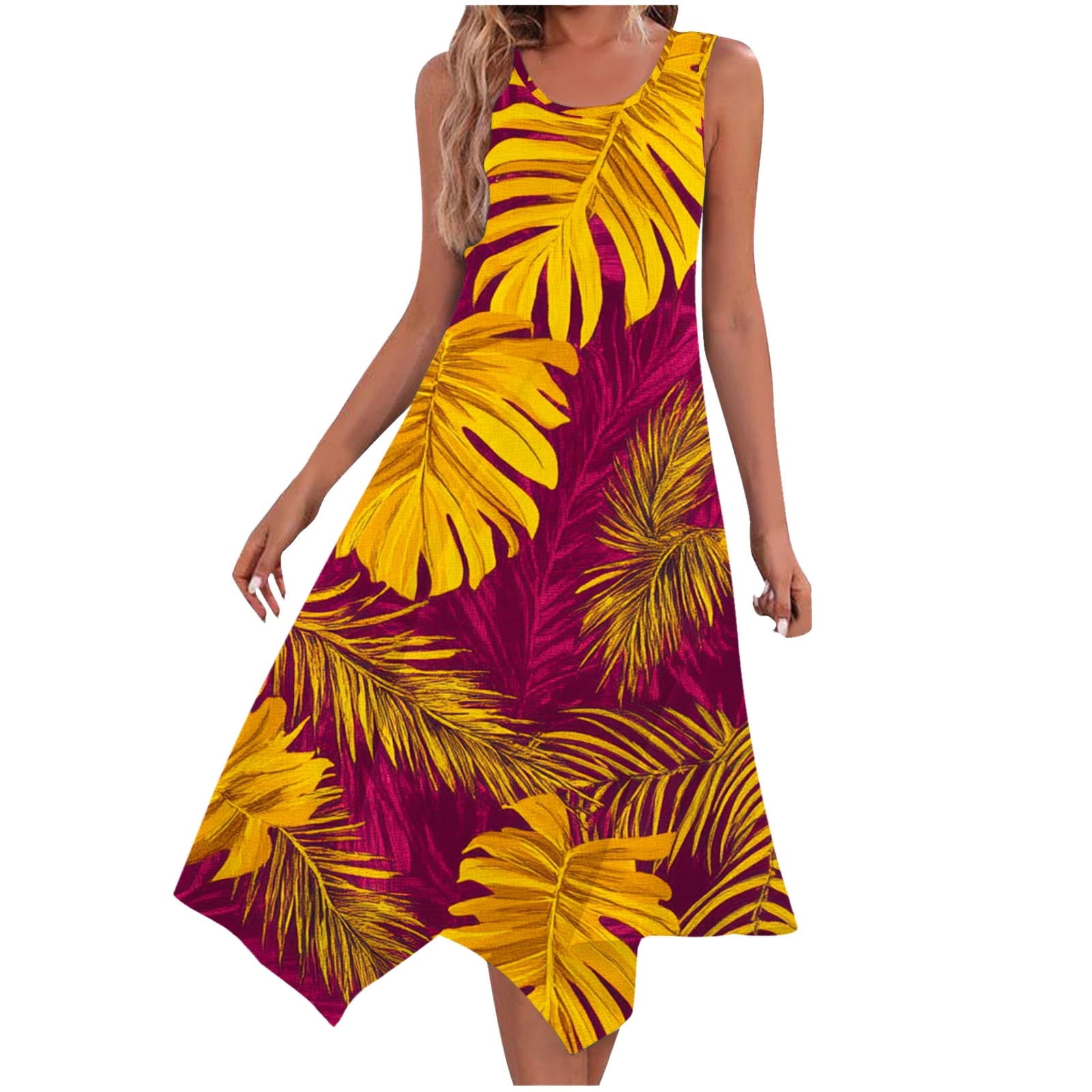 GNFQXSS Women's Printed Strap Mini Dress Pull On Comfortable Daily ...