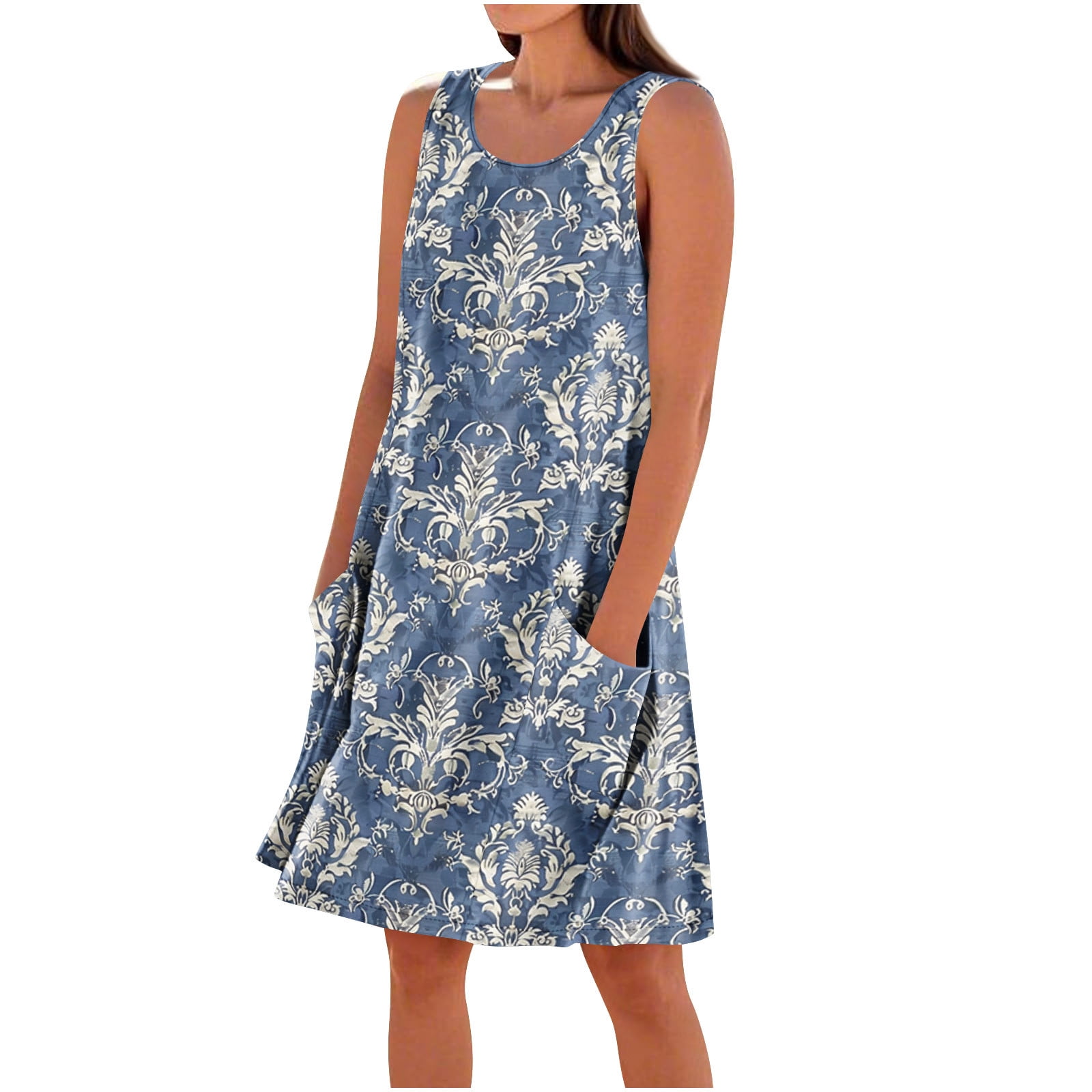 GNFQXSS Women's Printed Strap Mini Dress Pull On Comfortable Outdoor ...