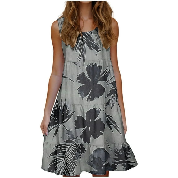 GNFQXSS Women's Printed Strap Mini Dress Pull On Lightweight Beach ...