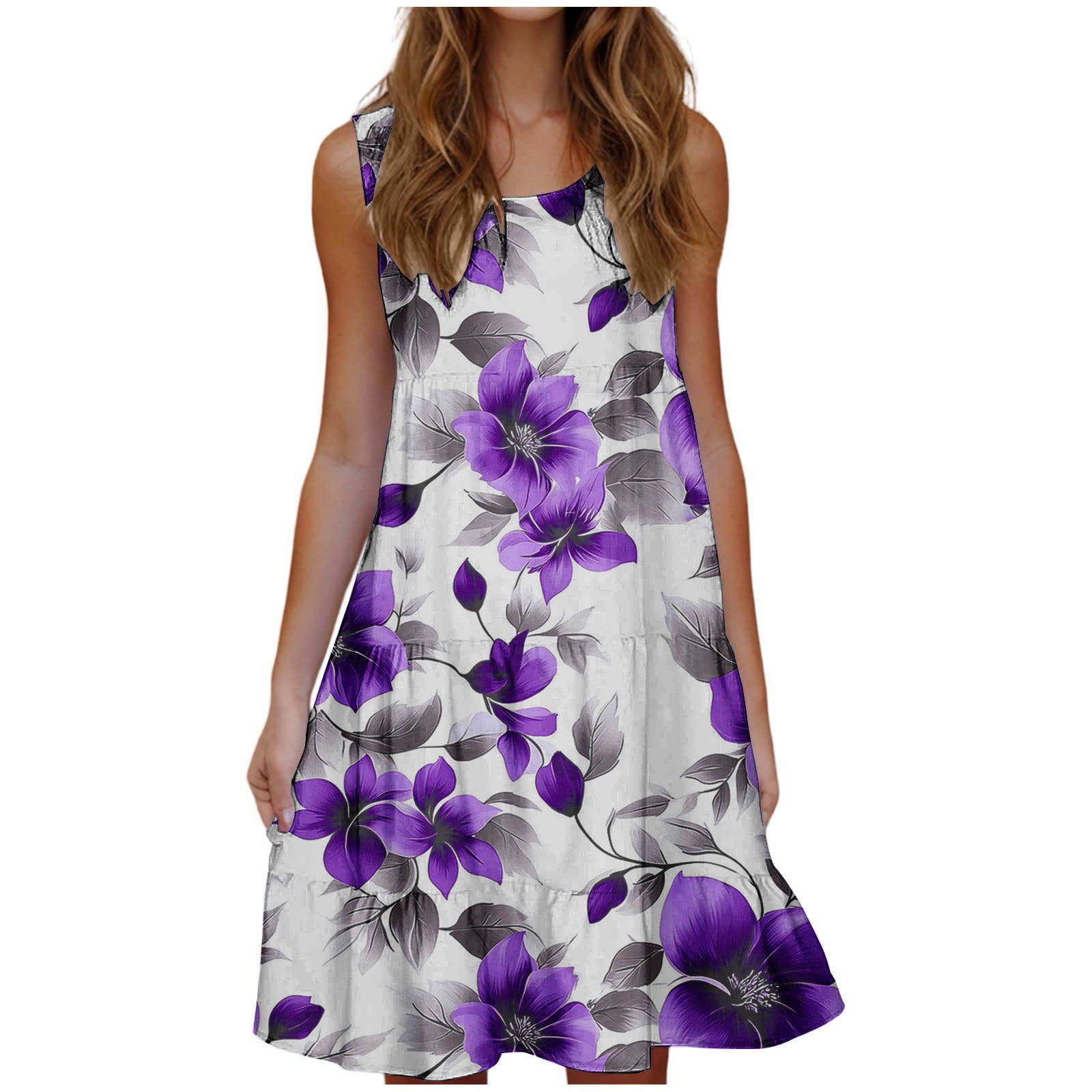 GNFQXSS Women's Printed Strap Mini Dress Pull On Lightweight Beach ...