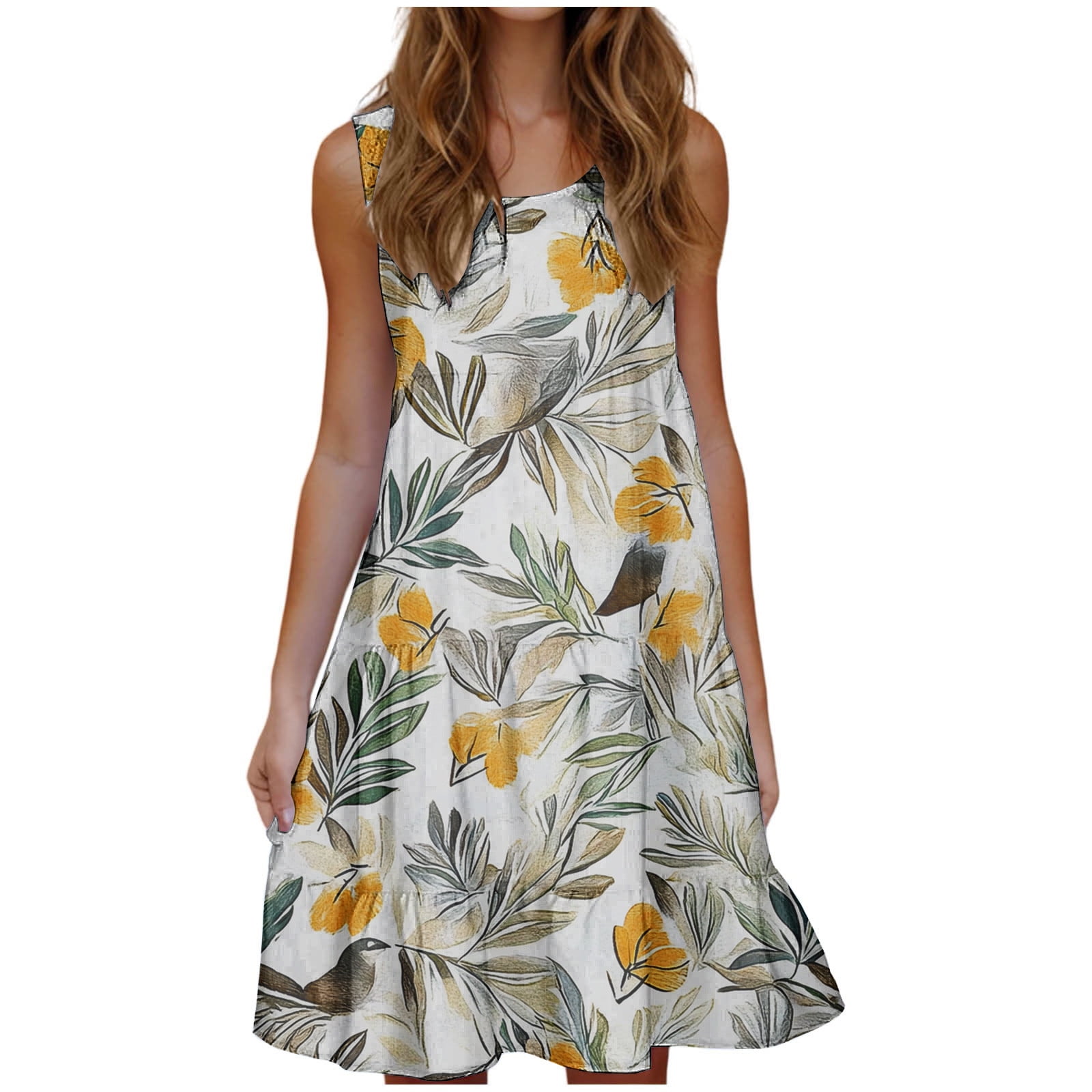 GNFQXSS Women's Printed Strap Mini Dress Pull On Lightweight Beach ...