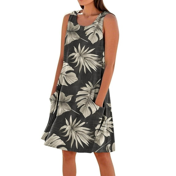 GNFQXSS Women's Printed Strap Mini Dress Pull On Lightweight Beach ...